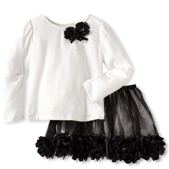 Biscotti | Dresses | Biscotti Girls Holiday White Black Top And Tutu ...